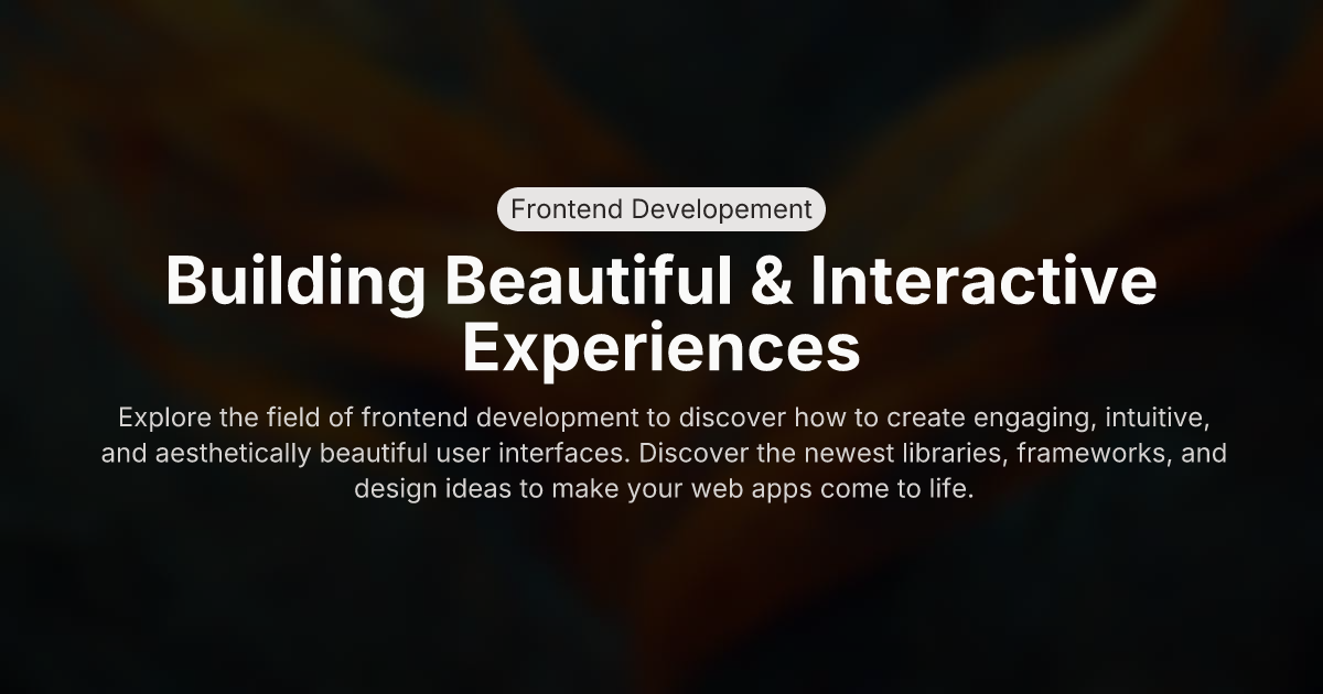 Frontend Developement - Tristan Chin's Blog